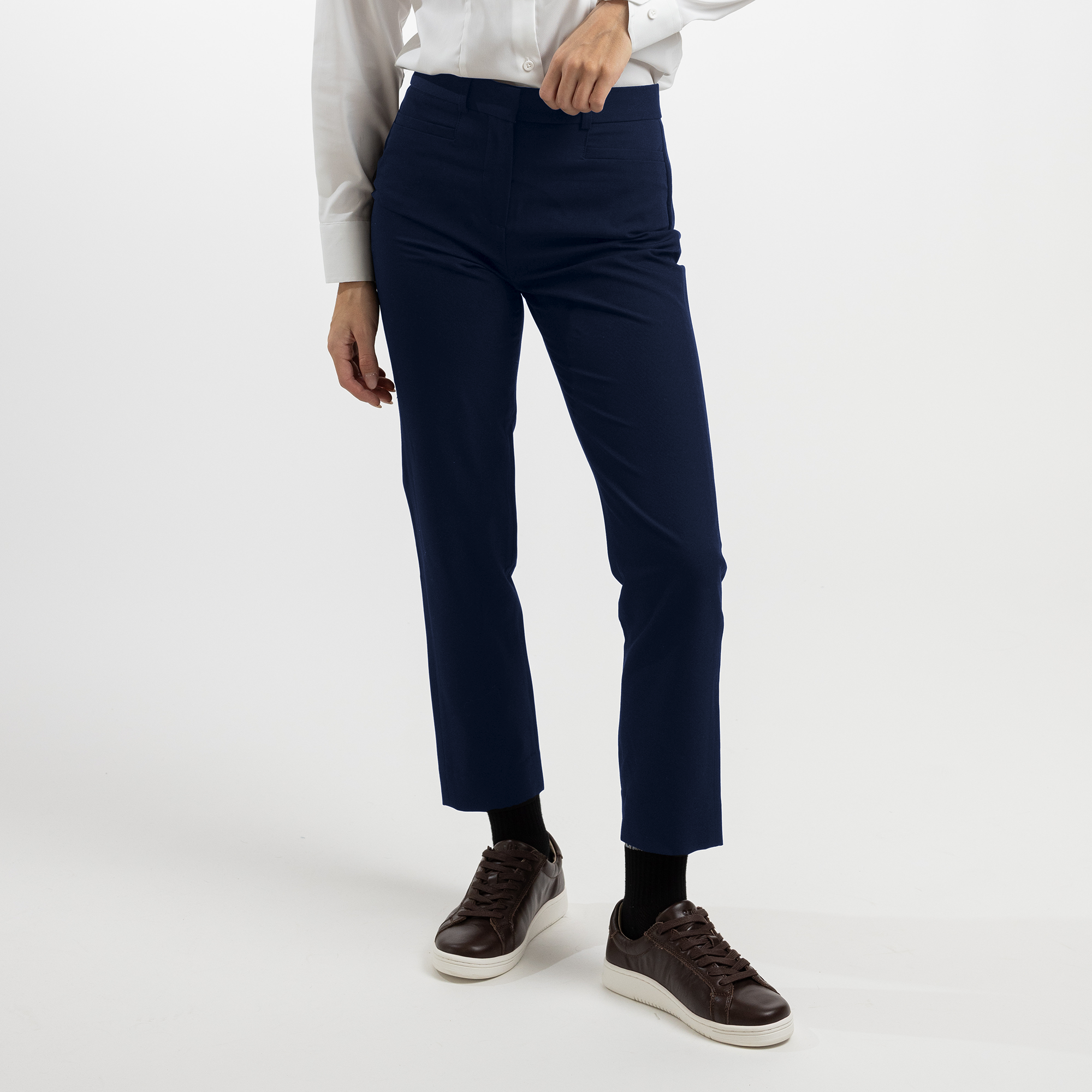 Women's Navy Slim Tech Trouser – Stock Mfg.